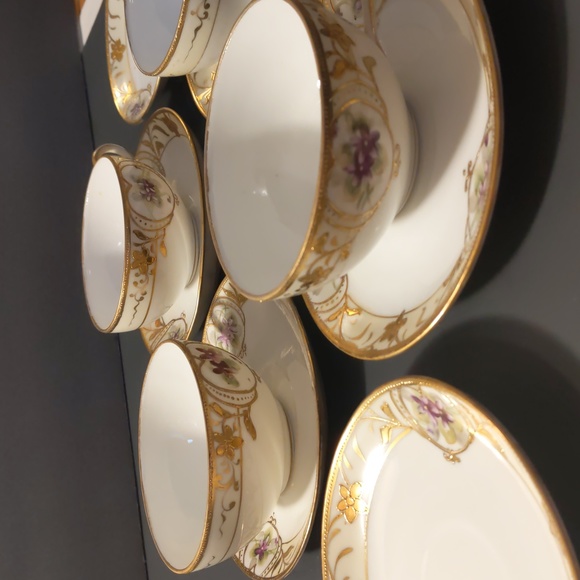 Nippon | Dining | Nippon Hand Painted Tea Cups And Saucers 4 Cups 6 ...